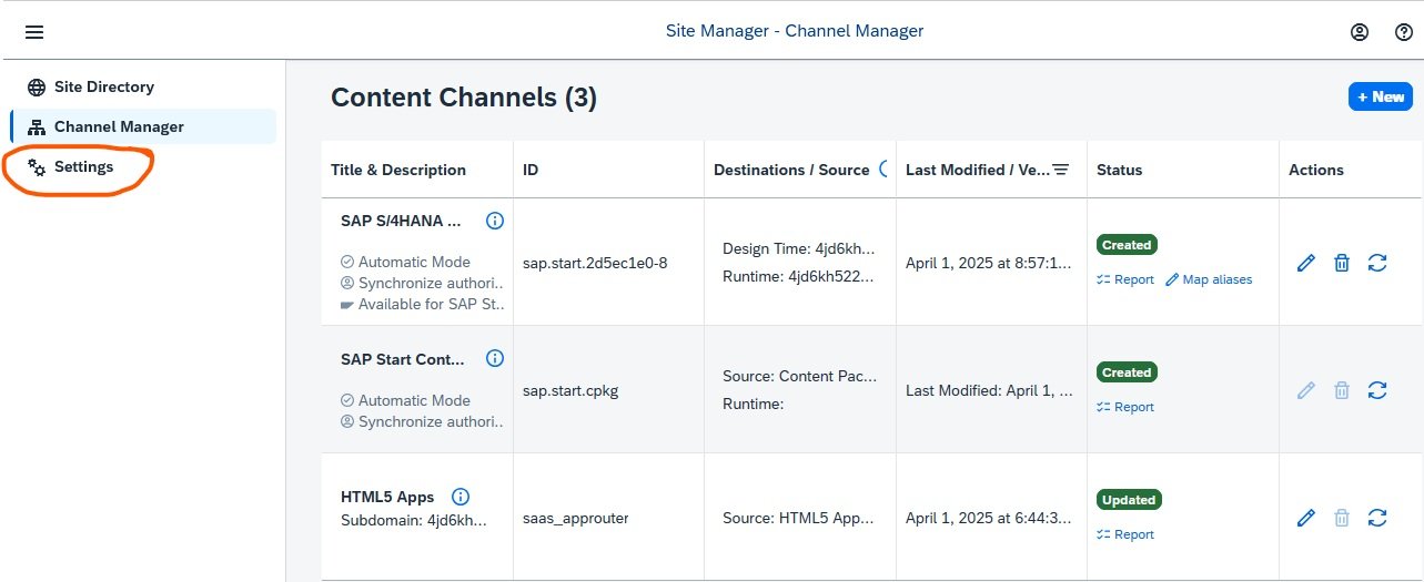 SAP Build Work Zone application Site Configuration